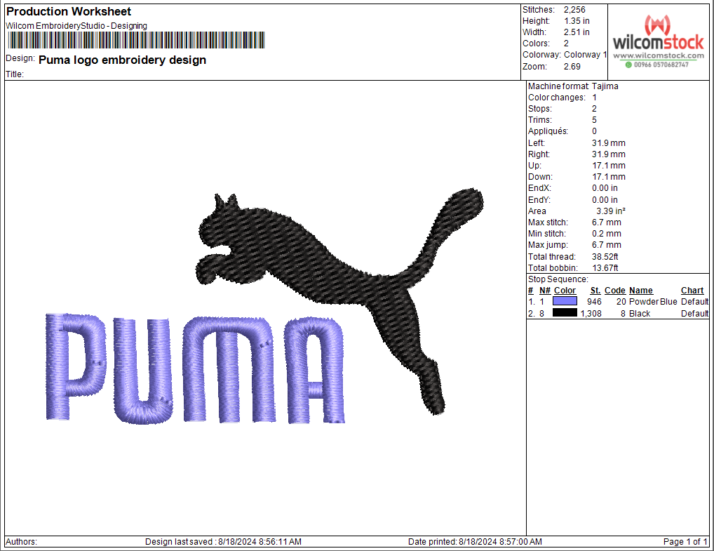 Puma Logo Embroidery Designs